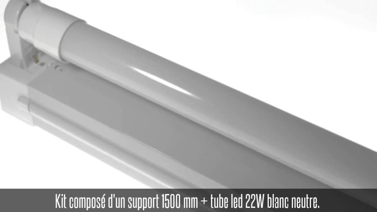 Kit tube led + support 1500 mm, 22W, blanc neutre - YouTube