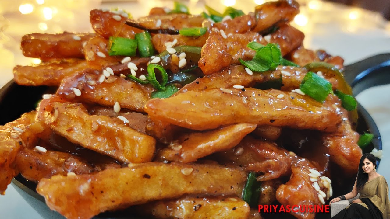 Restaurant Style Honey Chilli Potato | Homemade Crispy Chilli Potato ...