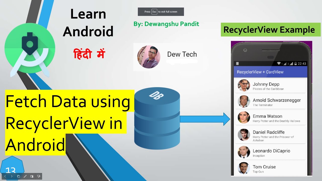 13.Fetch SQLite sing Recyclerview In Android (हिंदी) #android # ...