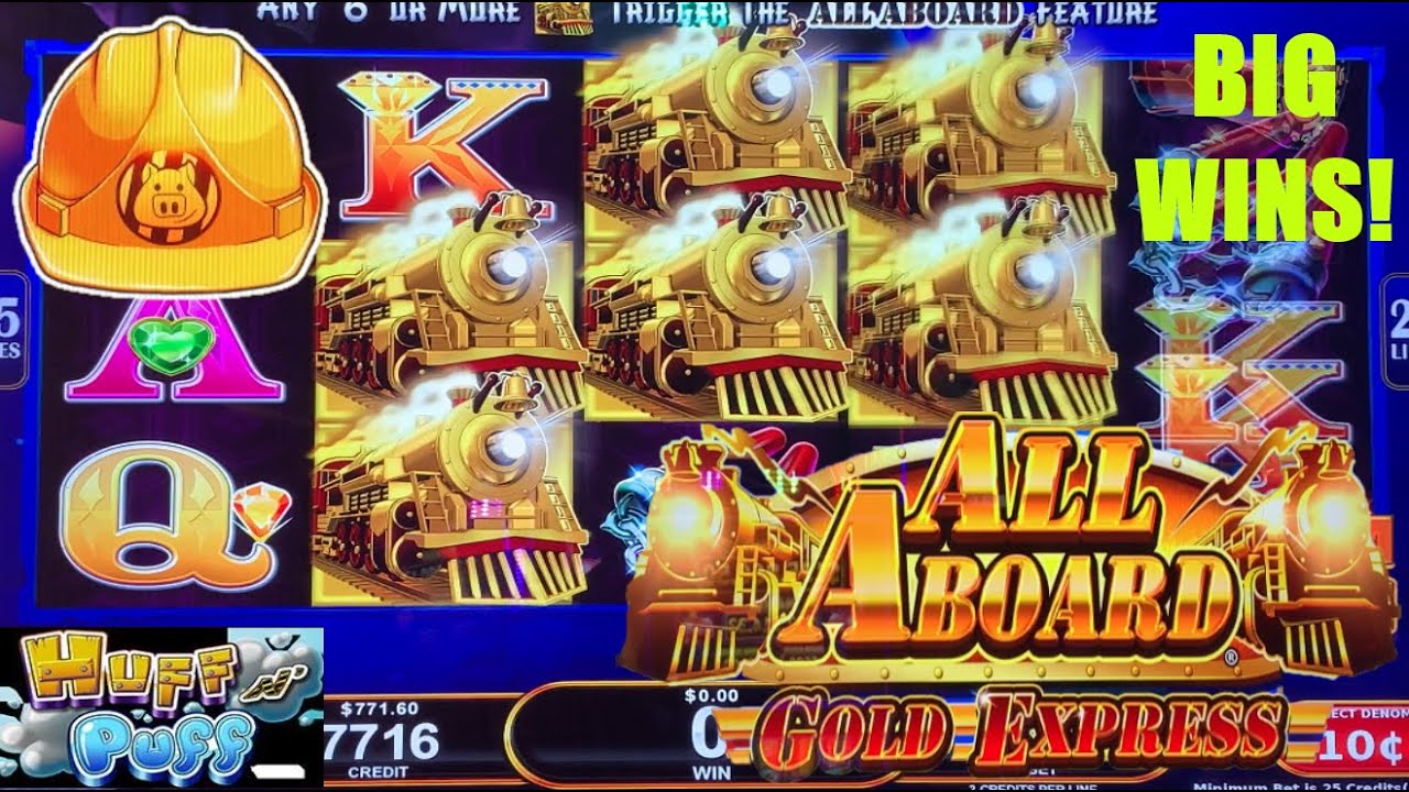 AWESOME BONUS WINS! ALL ABOARD GOLD EXPRESS + HUFF N PUFF SLOT PLAY ...