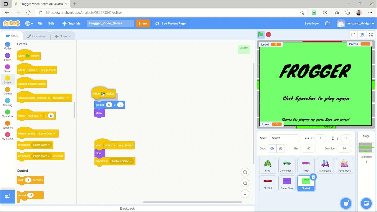Frogger 19 - Advanced - A StartScreen to get the game started - Create ...