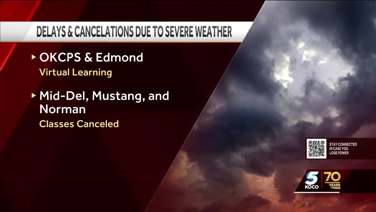 Oklahoma school districts cancel classes, move to remote learning due to severe storms - YouTube