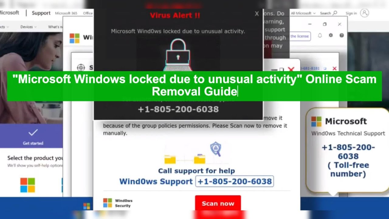 "Microsoft Windows locked due to unusual activity" Online Scam Removal ...