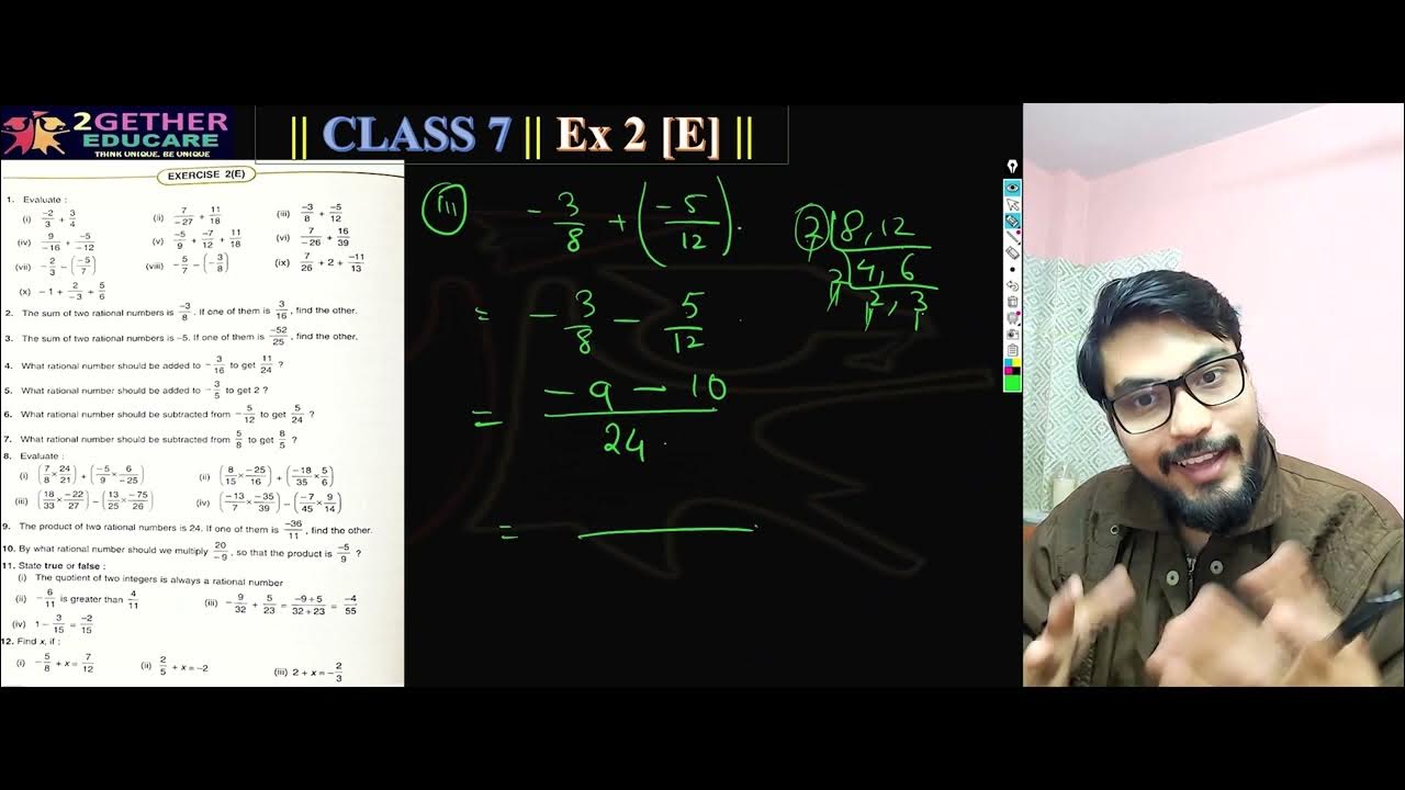 Rational number, class 7, ICSE, Ex 2[E], chapter 2, Part 1, Selina ...
