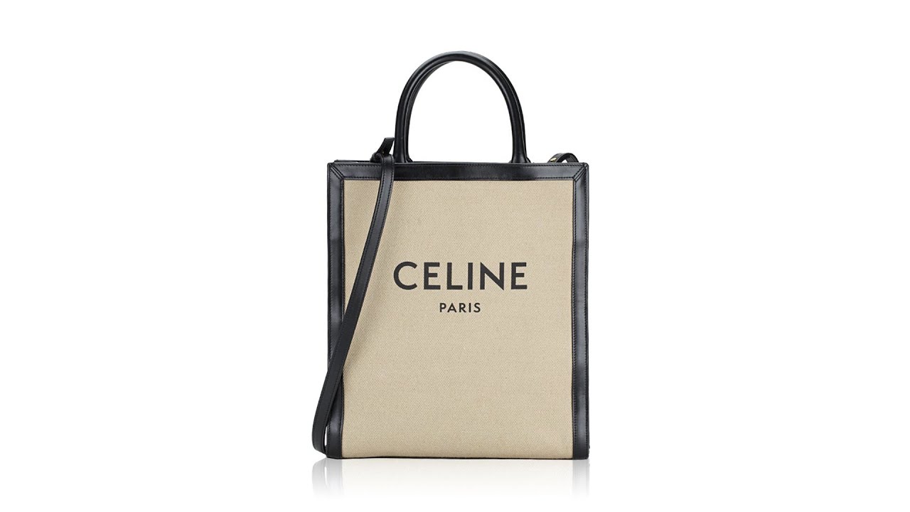 Celine Canvas Small Vertical Cabas Vanilla Black - YouTube