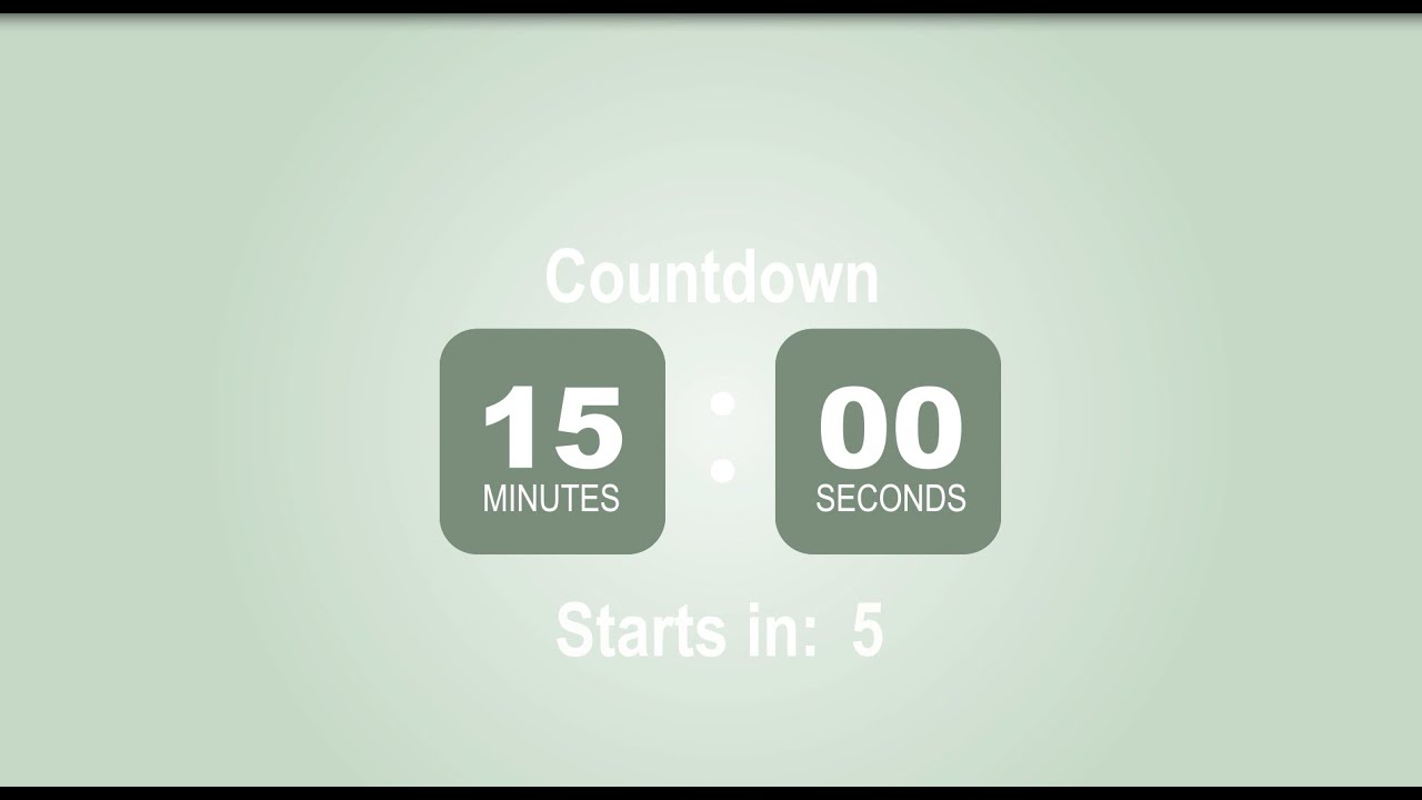 15 minute Countdown timer/ no sound - YouTube