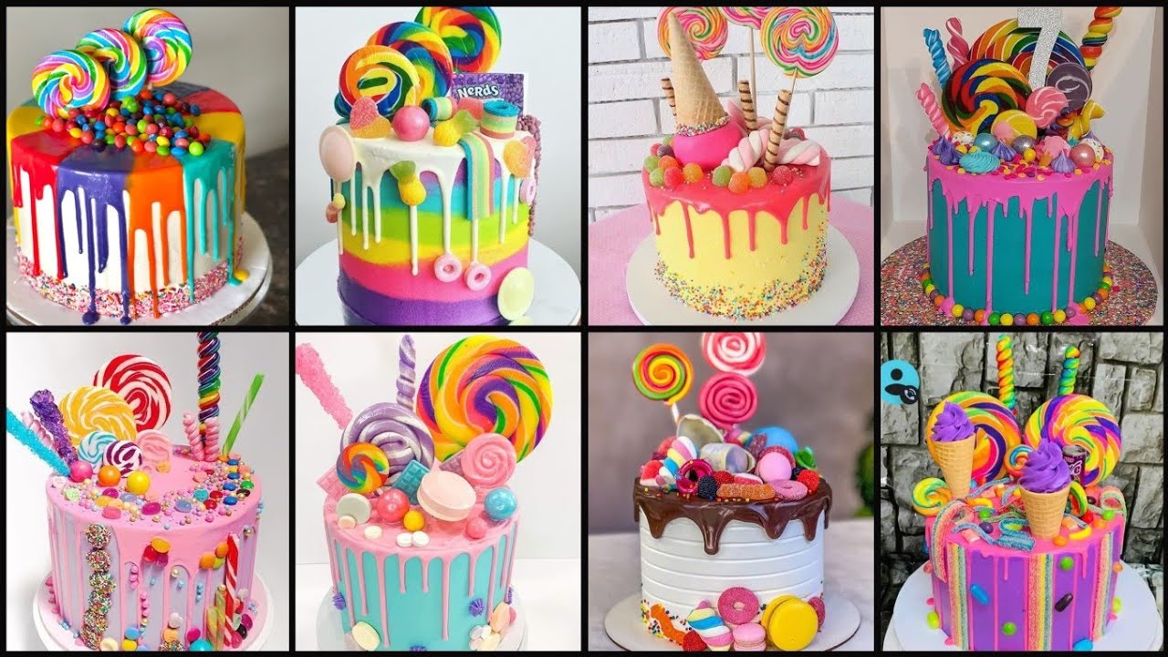 Candy Theme Cake Decoration ideas/Kids Birthday Cake Design/Candy Cakes ...