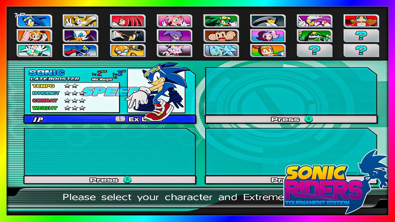 Todos os Personagens e Extreme Gears | Sonic Riders Tournament Edition ...
