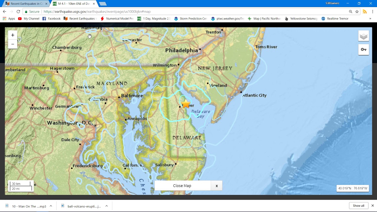 4.1 Earthquake near Dover, Delaware 11/30/2017 - YouTube