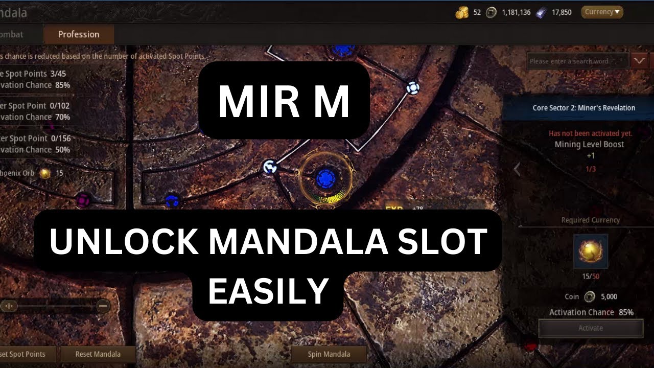 MIR M - HOW TO UNLOCK COMBAT & PROFESSION SLOT IN MANDALA EASILY - YouTube