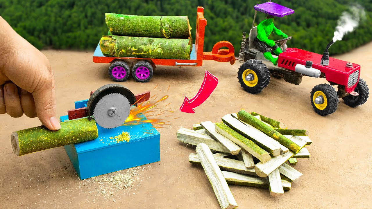 Diy Mini Tractor Making Wood Cutting Machine Science Project | Wood Saw ...