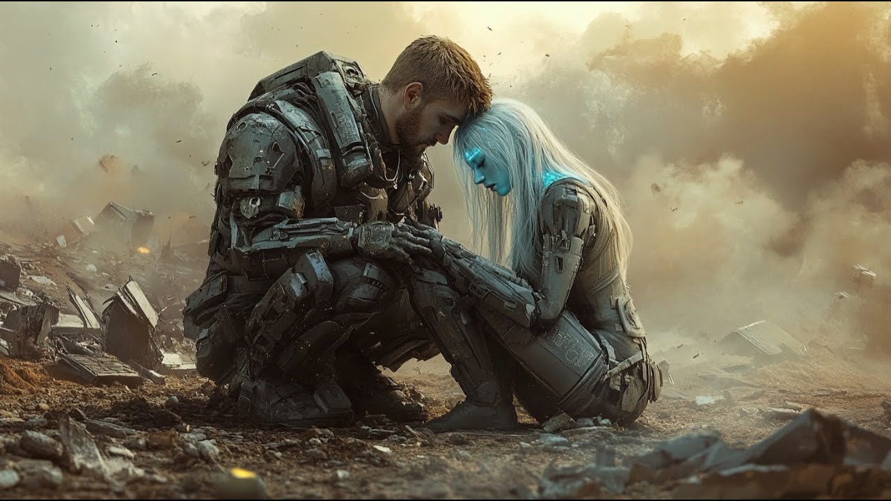 He shielded the weak alien woman from the arrows with his body .The ...