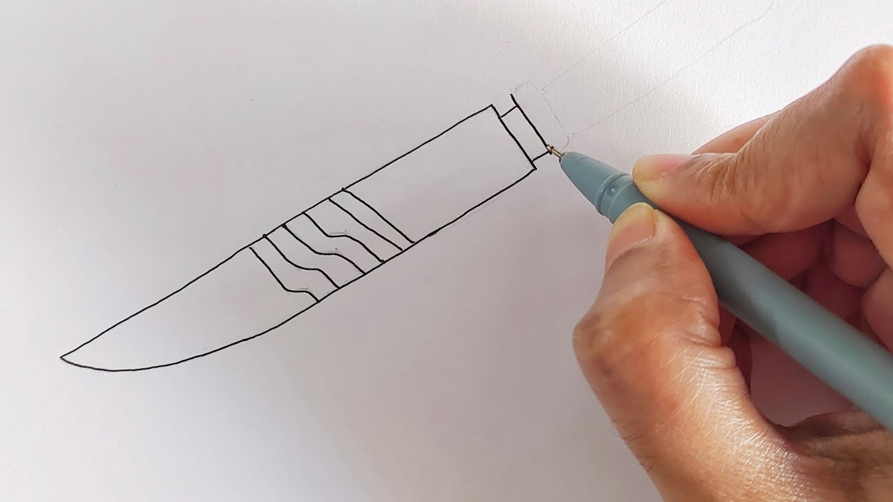 How to draw a Knife/ Easy Knife drawing step by step tutorial/ drawing ...