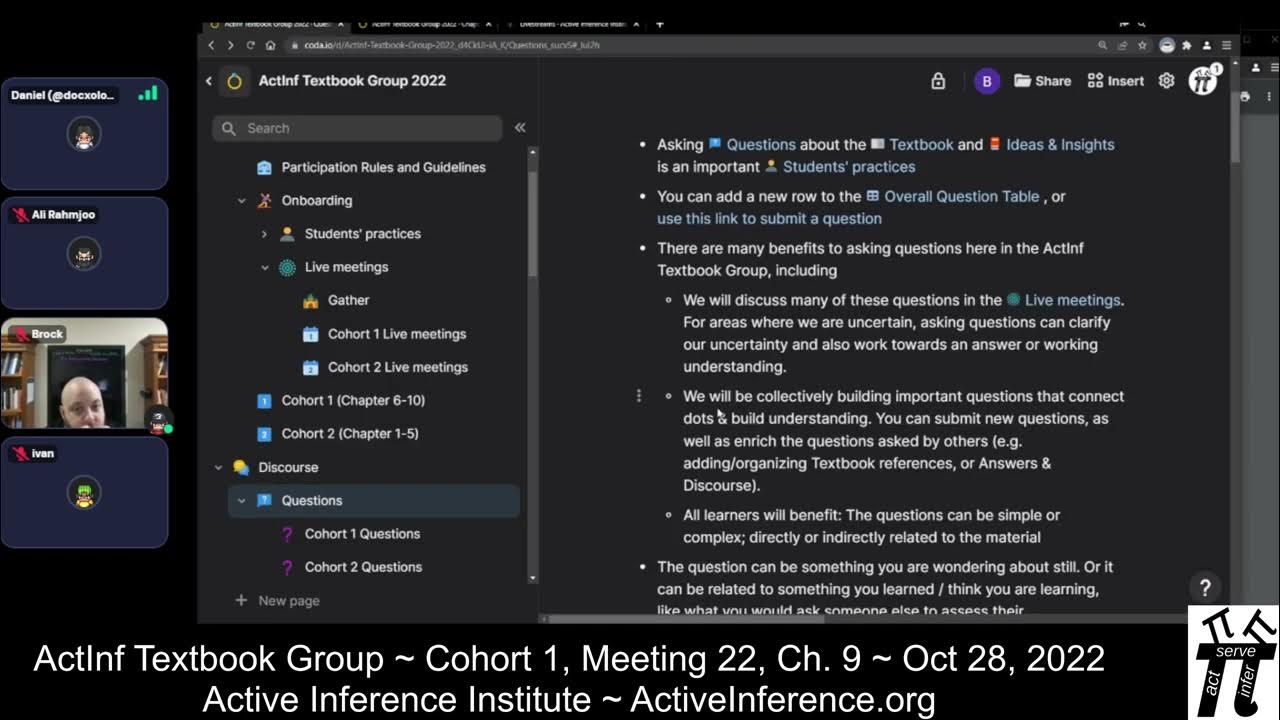 ActInf Textbook Group ~ Cohort 1 ~ Meeting 22 (Chapter 9, part 2) - YouTube