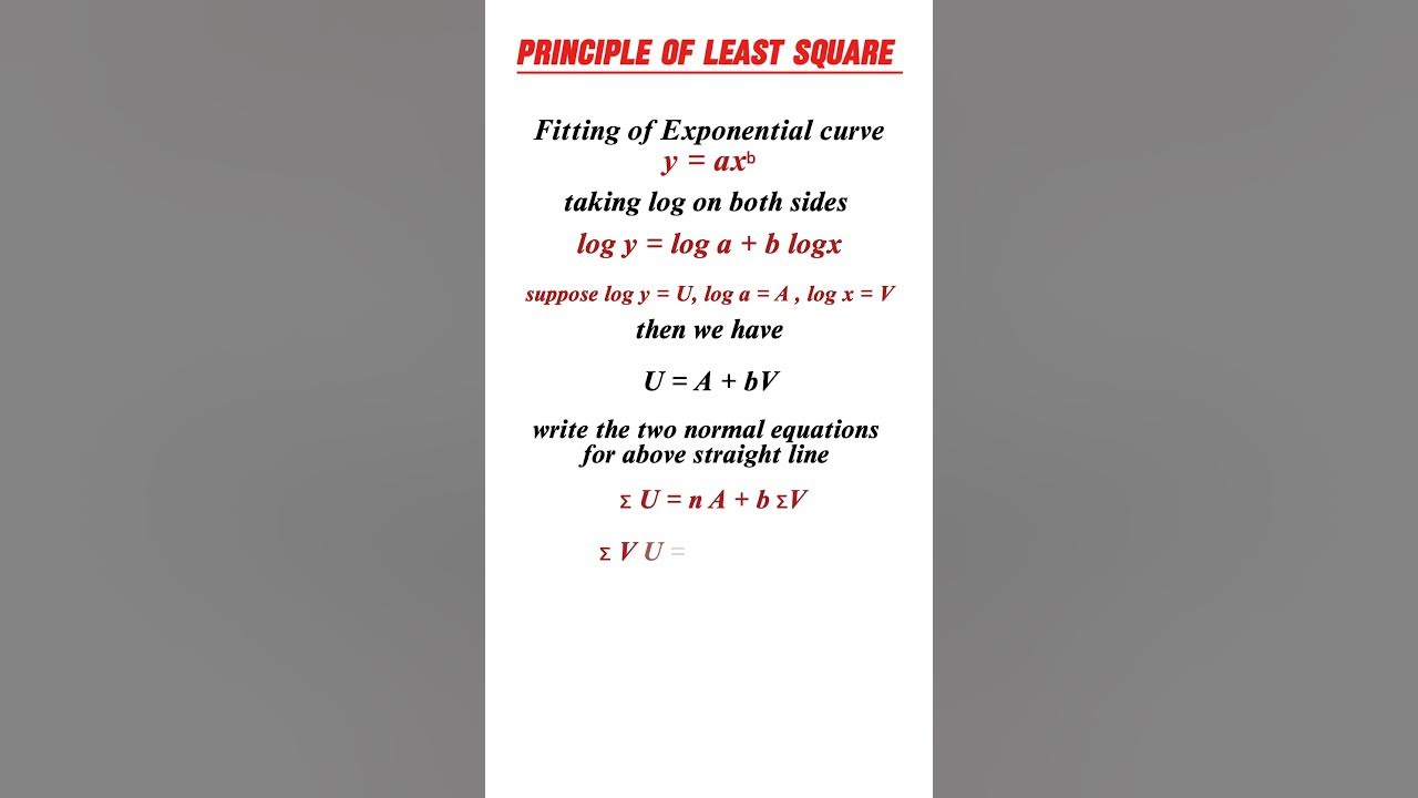 Fitting of exponential curve-II| principle of least square | statistics #maths #statistics # ...