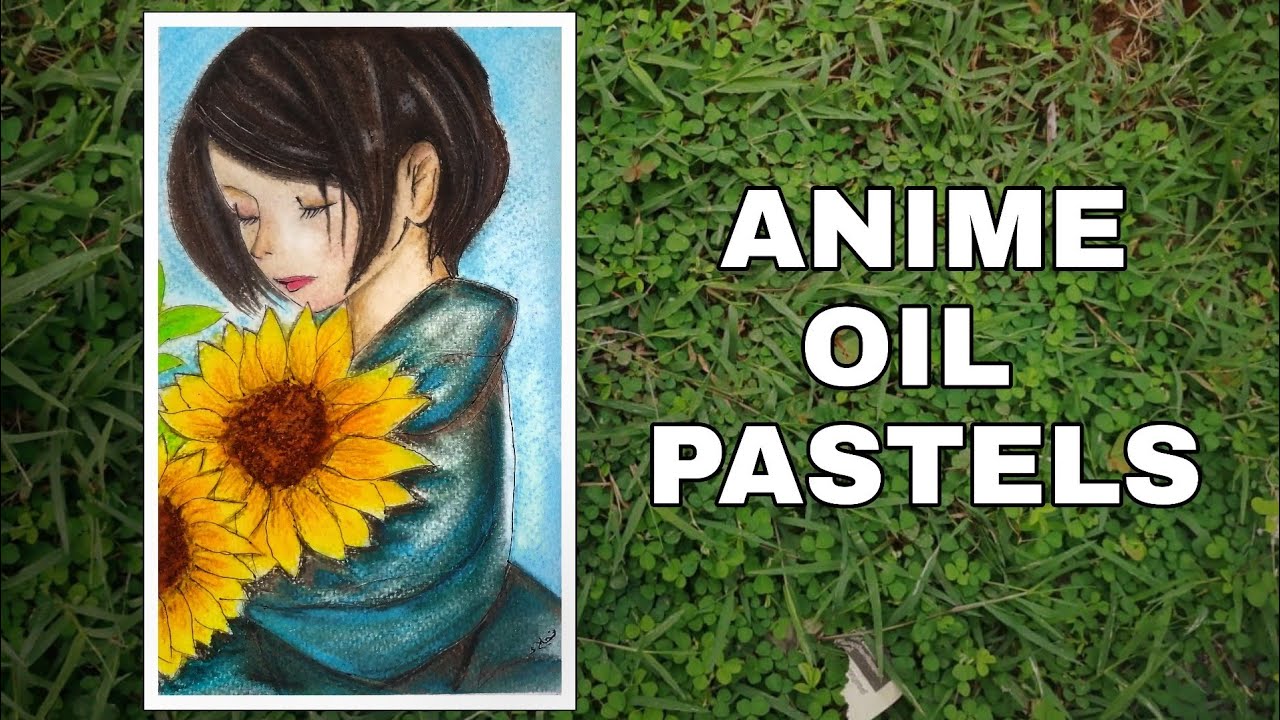 Anime girl drawing oil pastels - YouTube