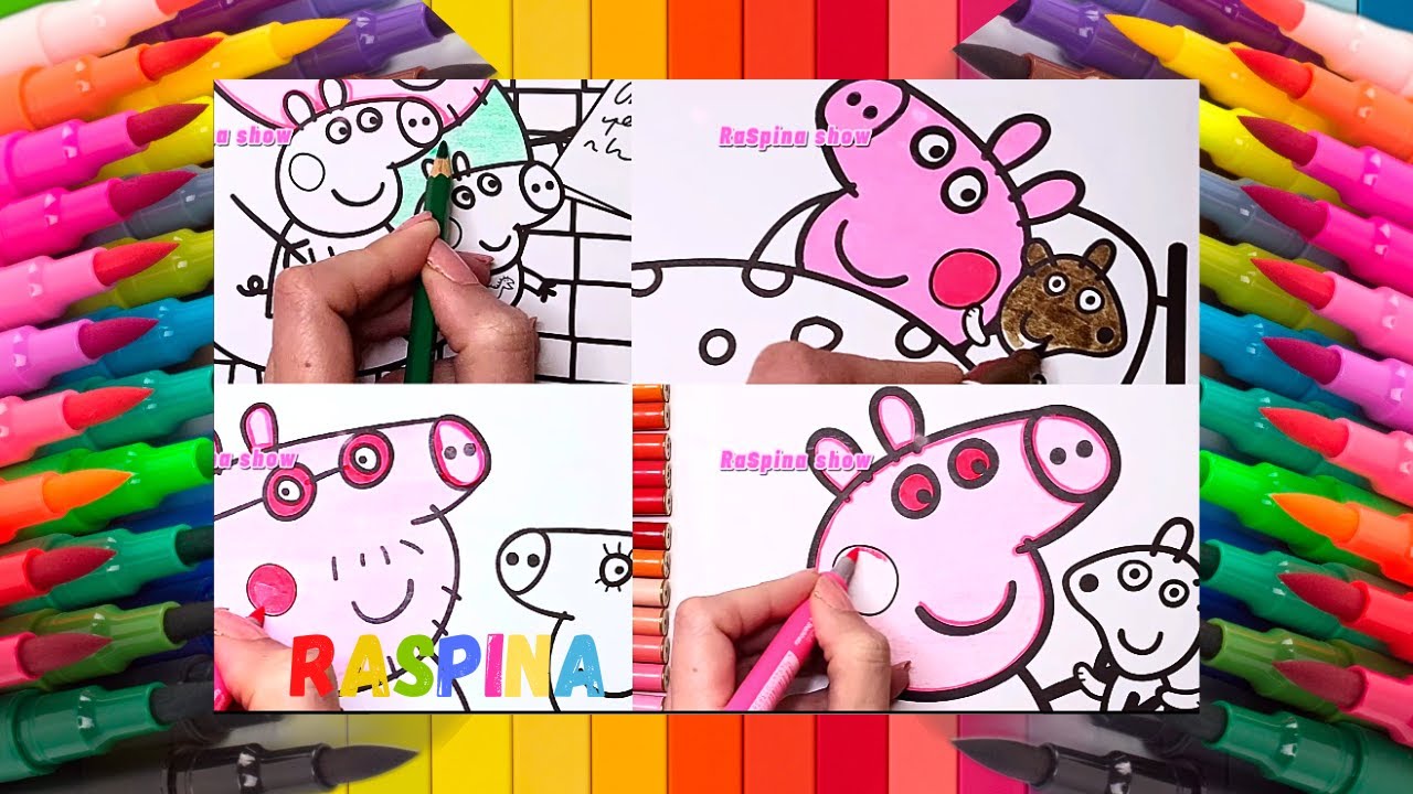 Peppa Pig with Daddy pig and Jorge Happy Time: A Coloring Page for Kids ...