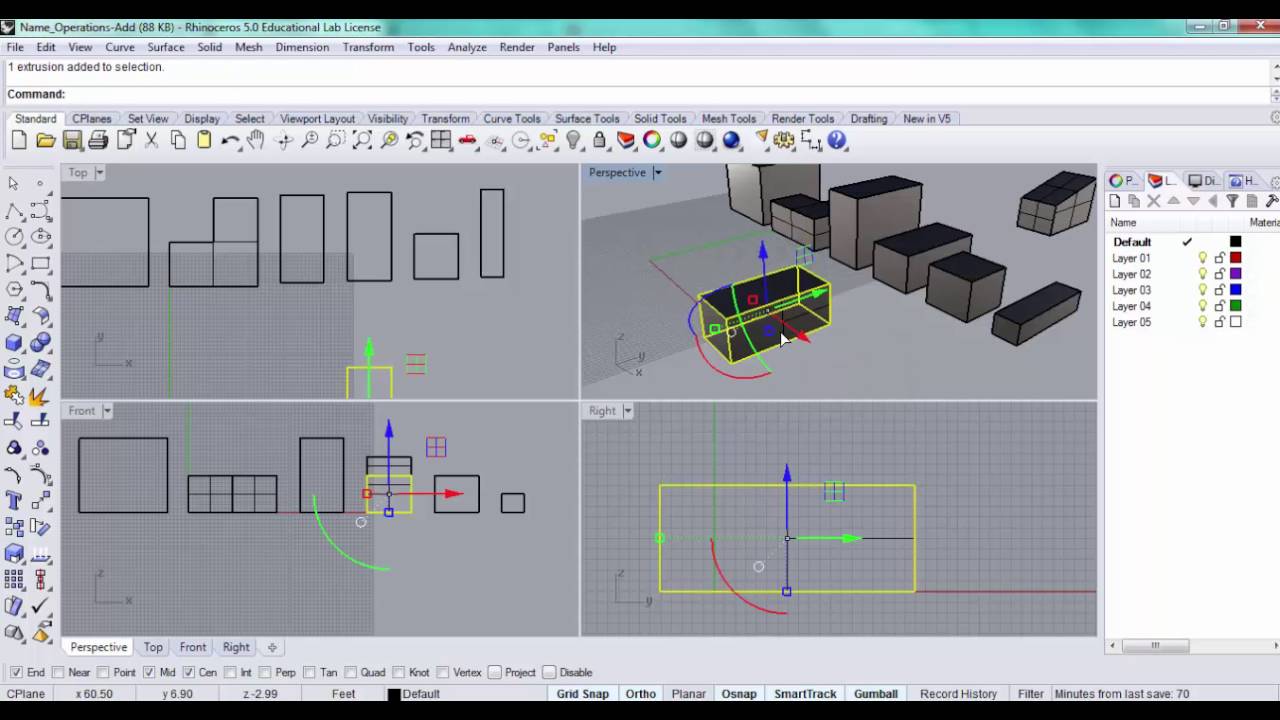 Extrude Using the Boss Command in Rhino - YouTube
