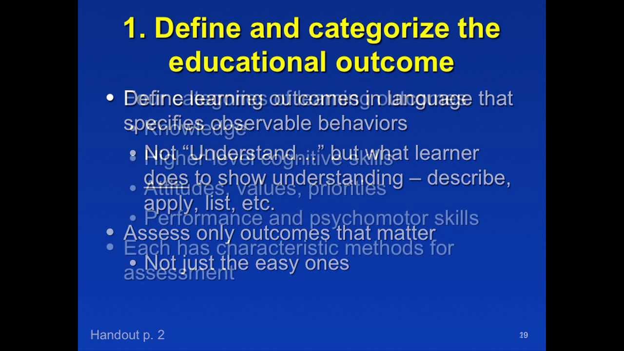 Defining (and categorizing) Learning Outcomes - YouTube