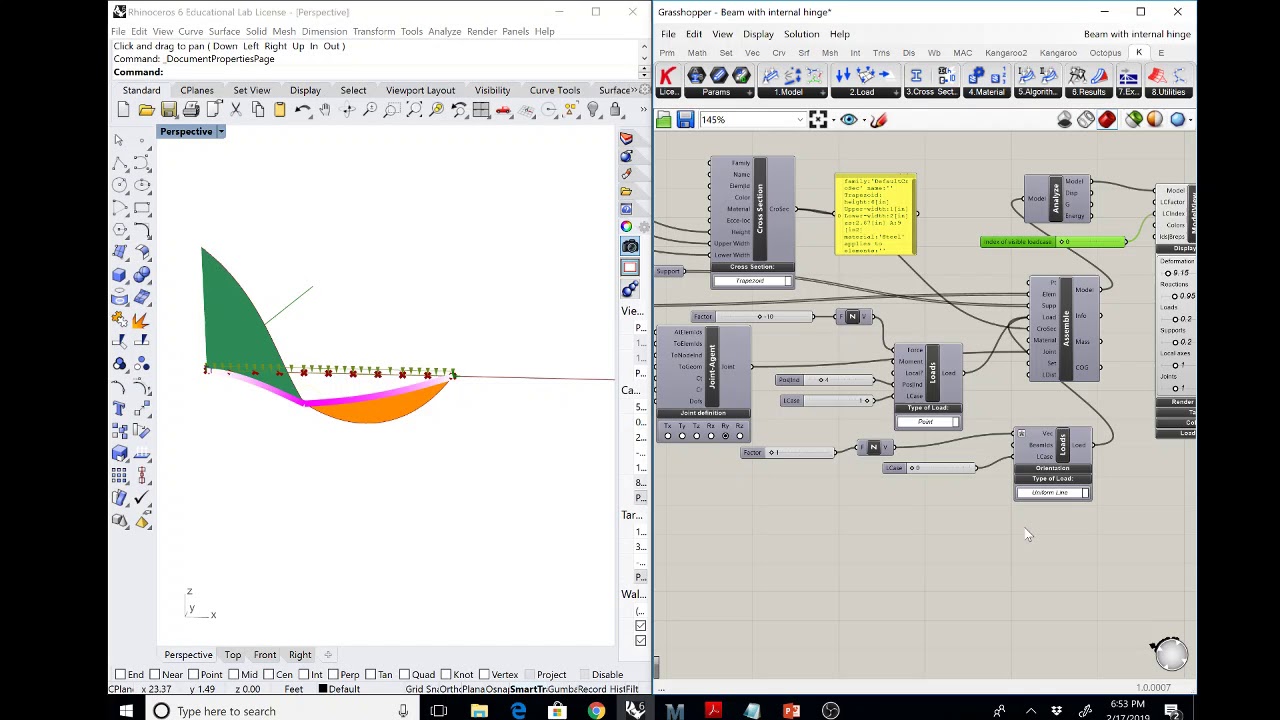 Beam with Internal Hinge using Karamba - YouTube