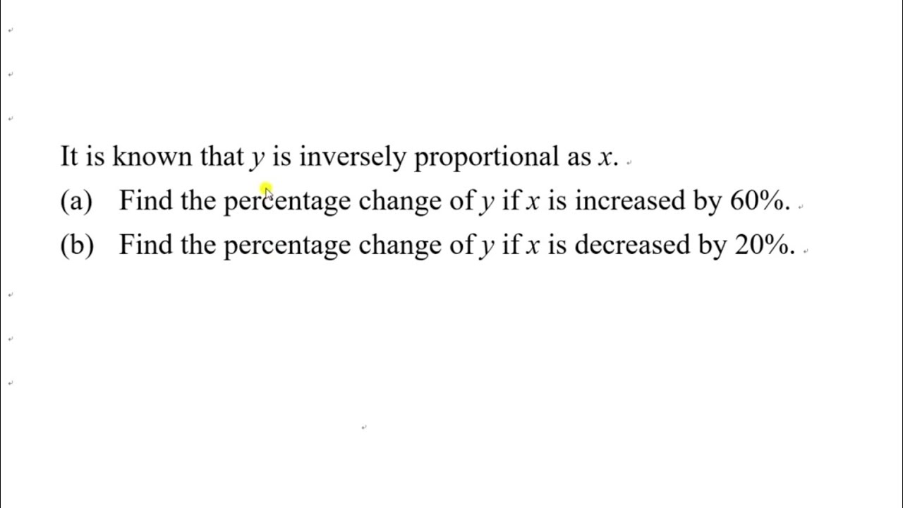 Inverse Variation percentage change - YouTube