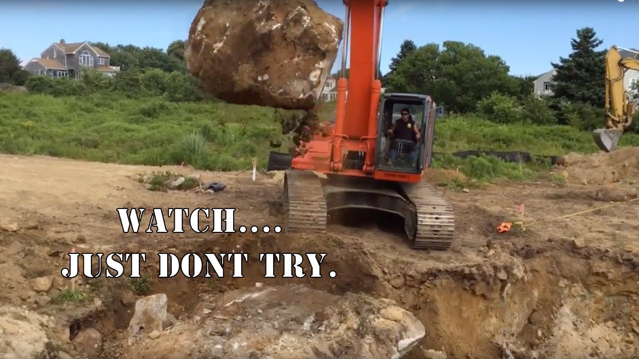 WAIT FOR IT! Rock EXPLODES over 35 ton boulder and breaks in two - YouTube