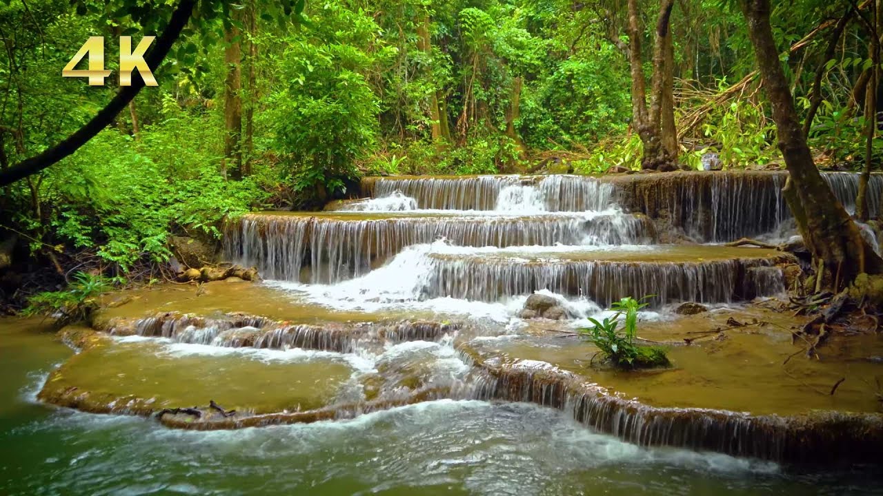 【4K】Beautiful & small waterfall, TV Background, Relaxing Water Sound ...