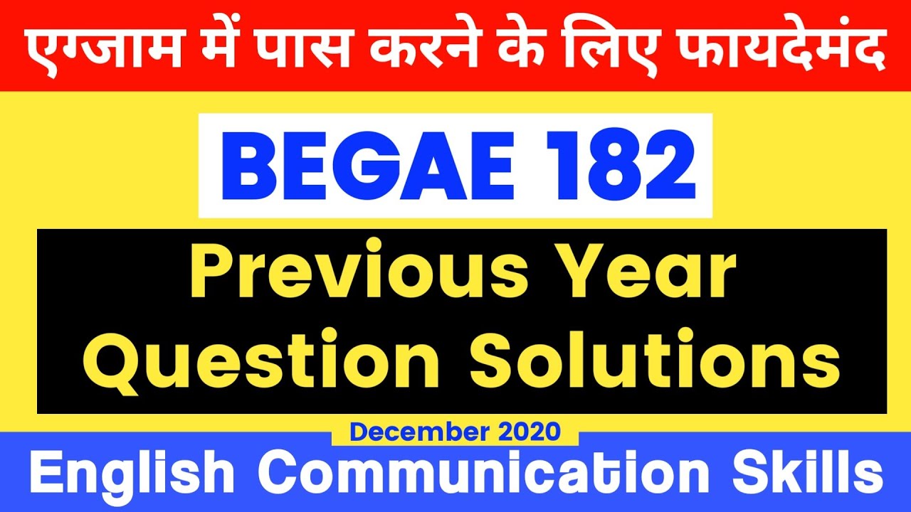 BEGAE 182 Important Question Answer | BEGAE 182 Solved Question Paper ...
