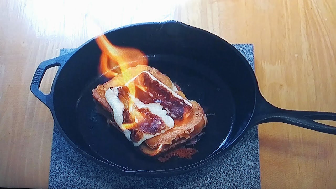 Inside out grilled cheese sandwich. And flaming cheese! - YouTube