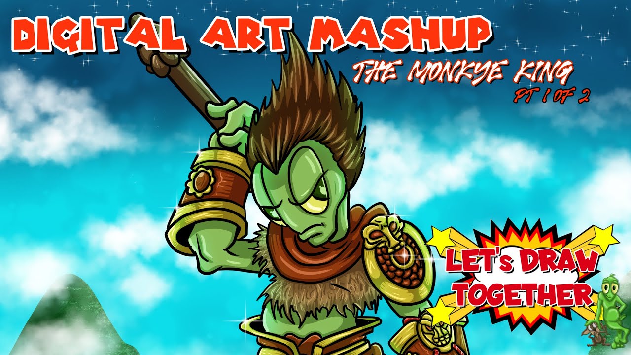 Non AI Artist Digital Drawing Character Mashup with Monkey King Part 2 ...