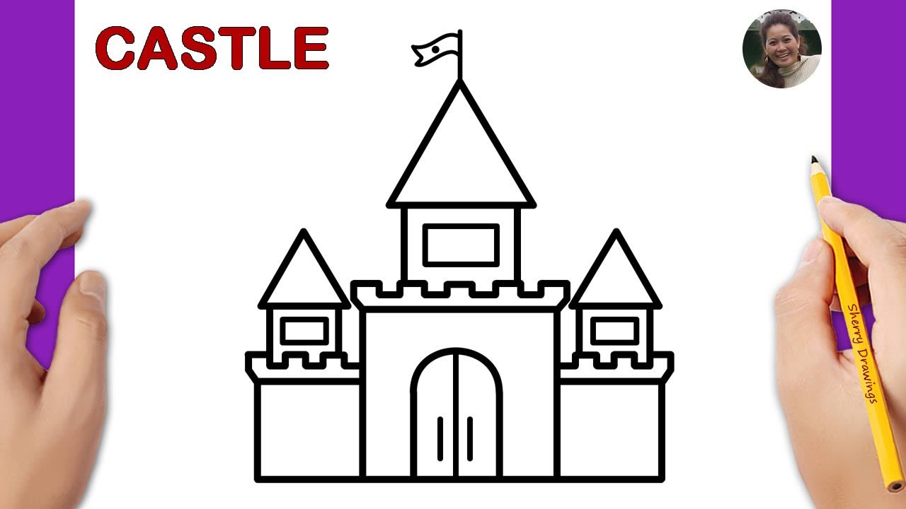 How to draw a castle easy | Castle drawing tutorial - YouTube