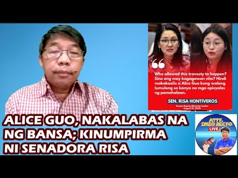 ALICE GUO, NAKALABAS NA NG BANSA; KINUMPIRMA NI SENADORA RISA - YouTube