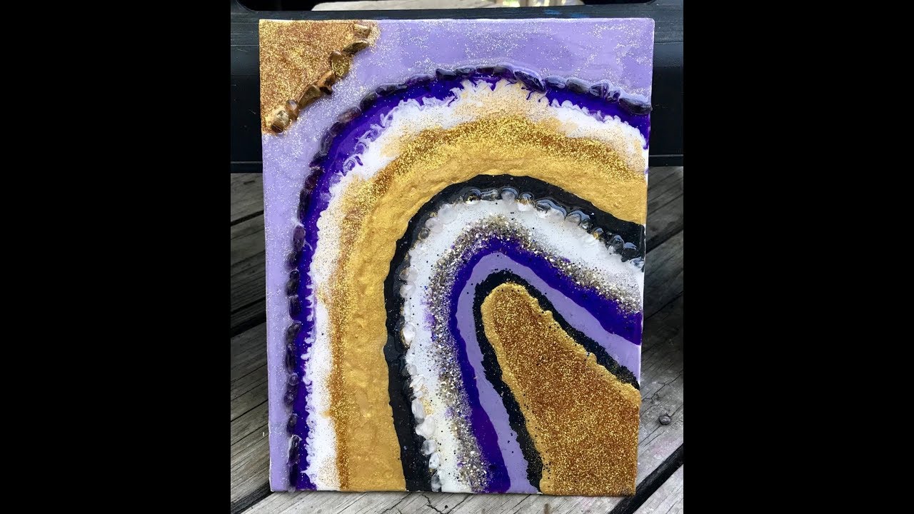 Resin & Acrylic Geode Purple and Gold - YouTube
