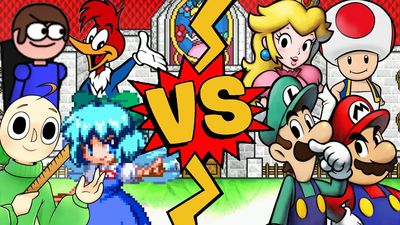 M.U.G.E.N. Battles | Woody Woodpecker/Cirno/Baldi/Dave vs Mario/Luigi ...