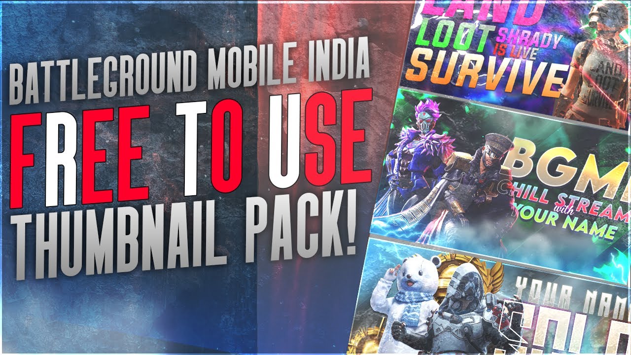 BGMI Thumbnail Pack For LiveStreams | Free To Use Gaming Thumbnails For ...