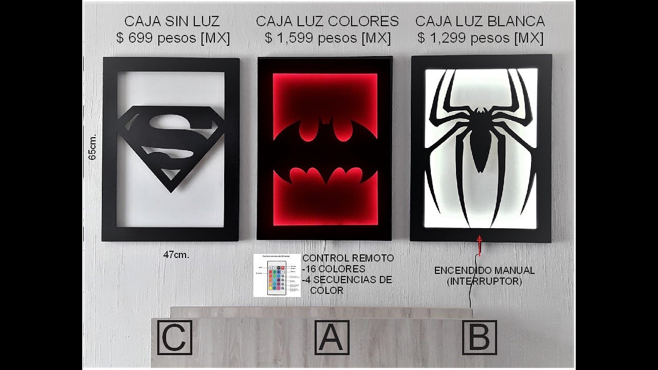 CUADROS DECORATIVOS 3D CON LUZ LED INTERIOR Y CONTROL REMOTO, - YouTube