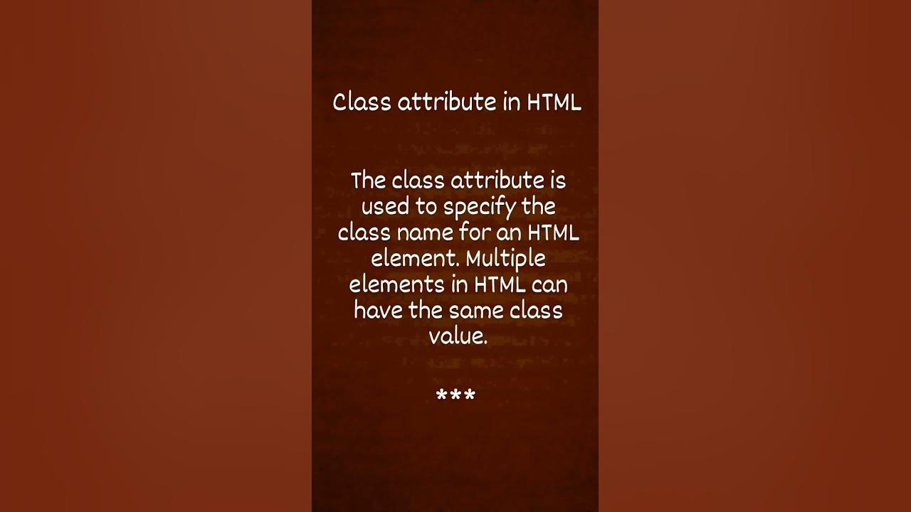 Html Class Attribute 🧿 Htmlcode Htmlcssjavascript Htmltutorial Htmlcode Htmlbeginners Youtube