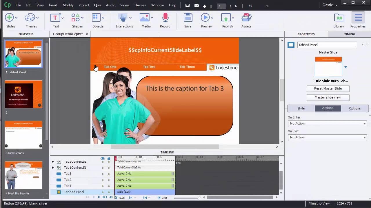 Create a Tabbed Panel with Groups in Adobe Captivate 9 - YouTube