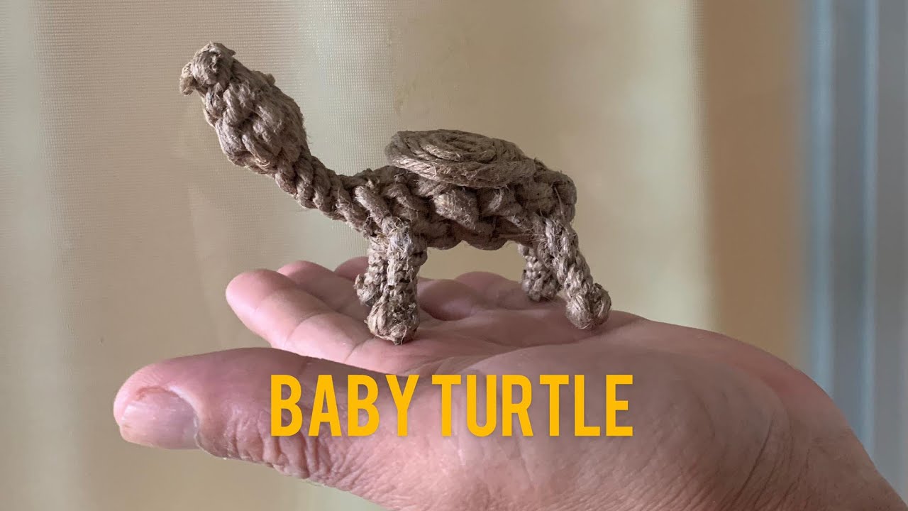 how to make a Baby turtle out of rope ถักลูกเต่าด้วยเชือกปอแก้ว - YouTube