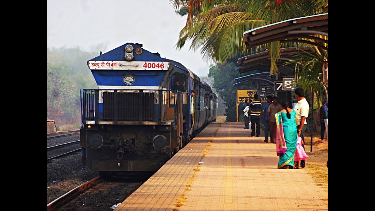 WDP4B 10111 Mumbai CST-Madgaon Konkan Kanya Express Entering Kudal ...