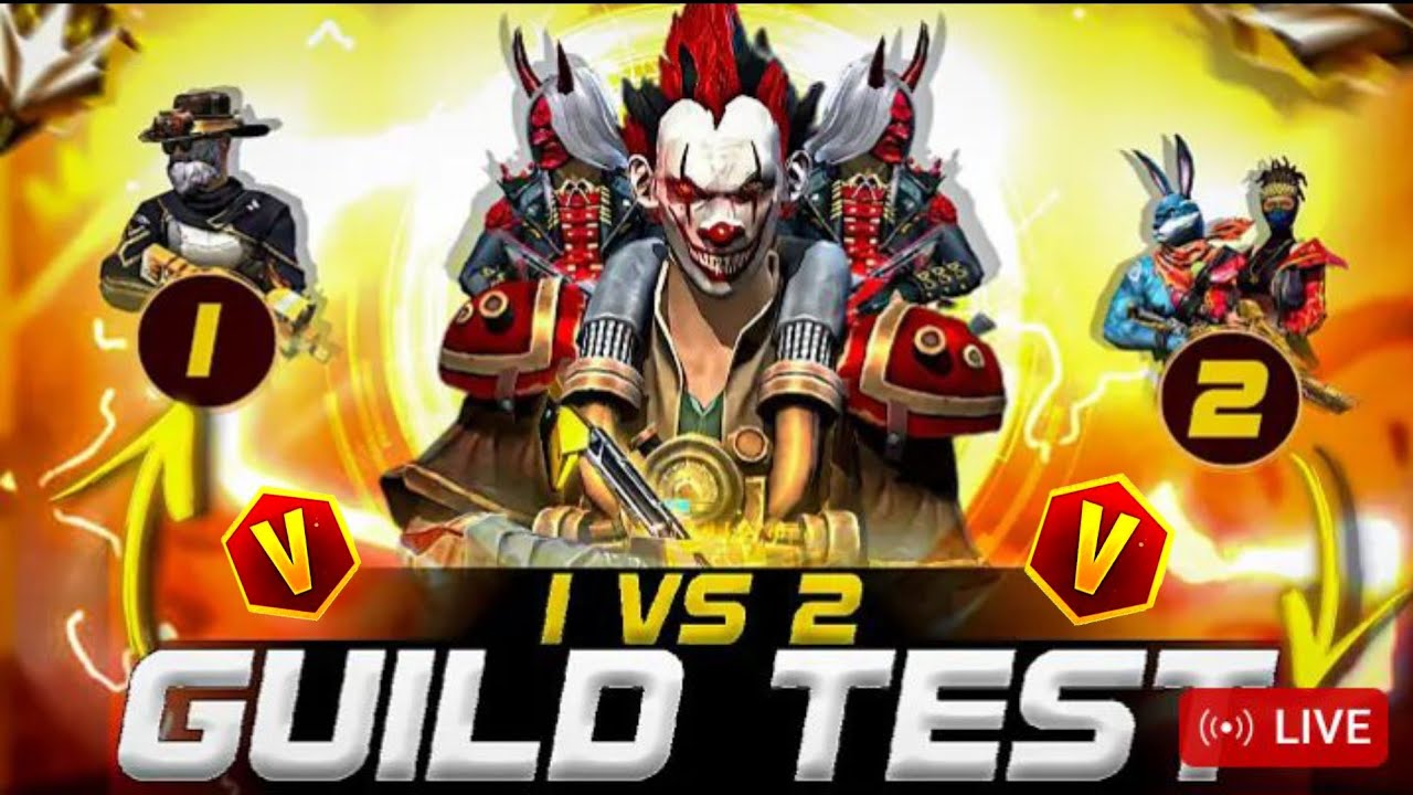 FREE FIRE GUILD TEST IN LIVE 1VS2 || V BADGE GUILD TEST IN LIVE🤯|| FREE ...
