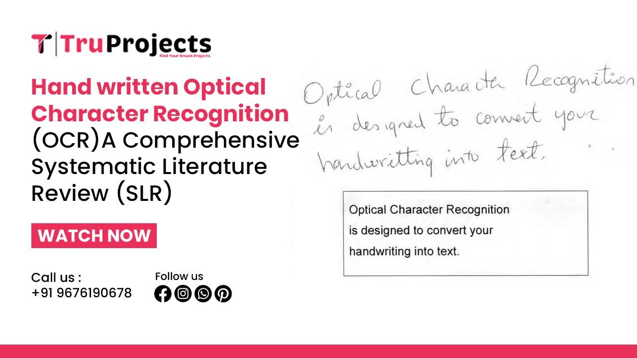 Handwritten Optical Character Recognition OCR A Comprehensive ...