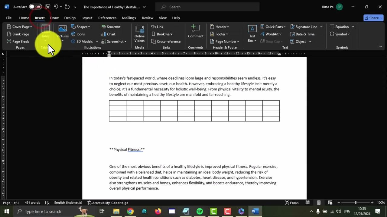 Microsoft 365: How to Insert a Table in a Word Document (Windows 11 ...