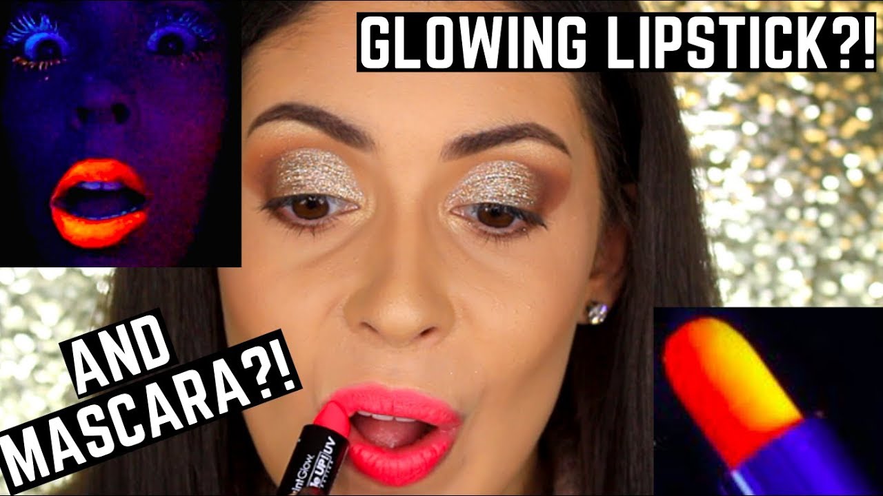 GLOW IN THE DARK MAKEUP! LIPSTICK AND MASCARA | PaintGlow | Weird ...