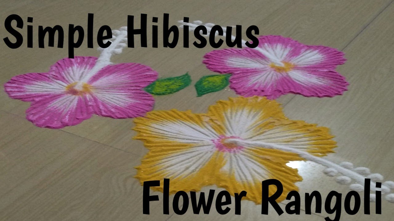 Simple Hibiscus Flower Rangoli Designs| Hibiscus Flower Kaise Banate ...