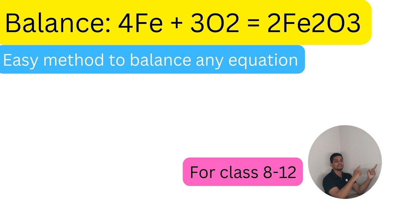 Fe+O2=Fe2O3 | balancing equation easy method - YouTube