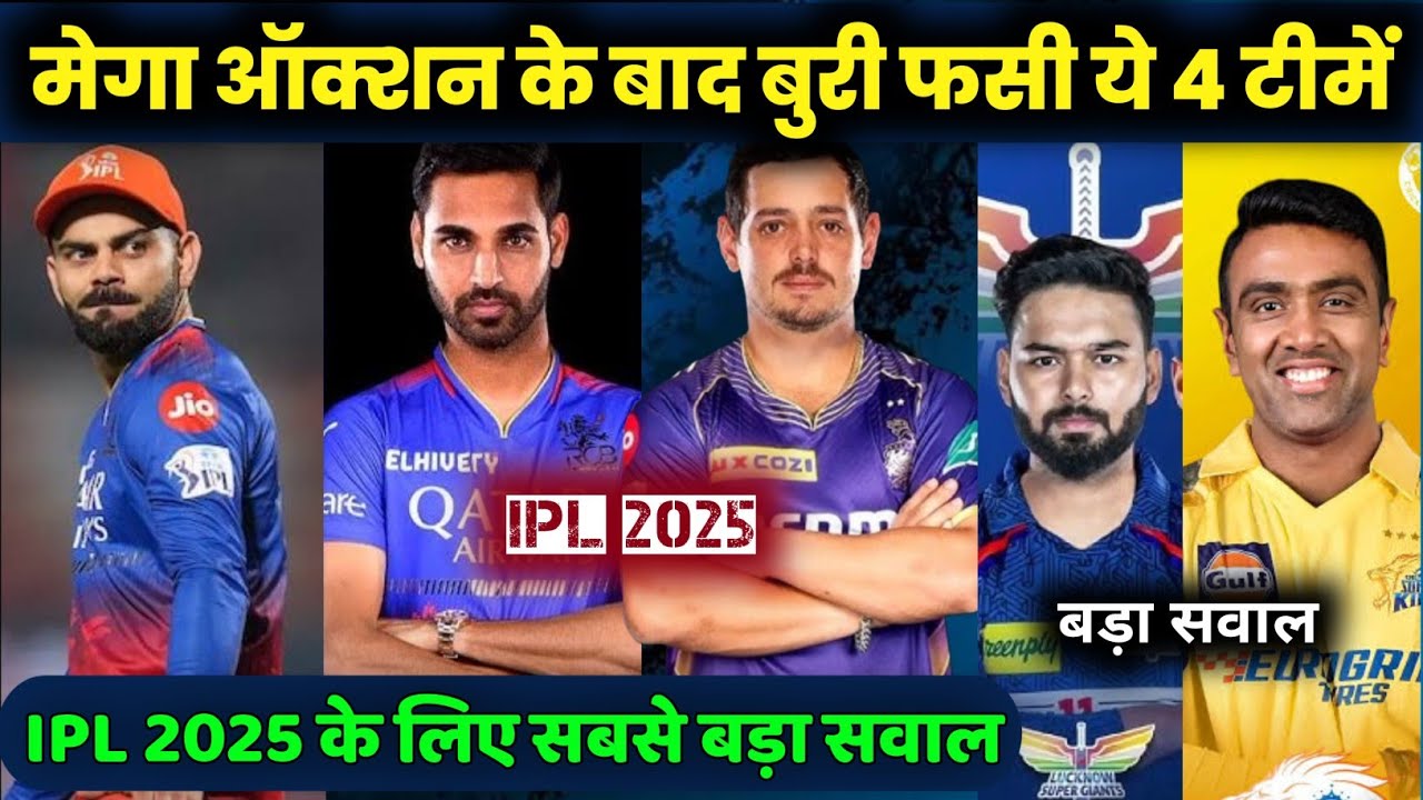 IPL 2025 - Biggest Problem for 4 Teams After Auction | Big Problem ...