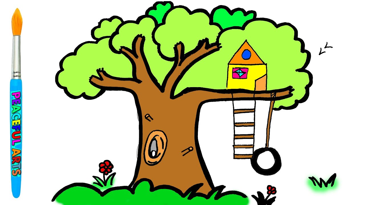Let's Draw and Paint Treehouse Easily Together | Painting, Drawing ...