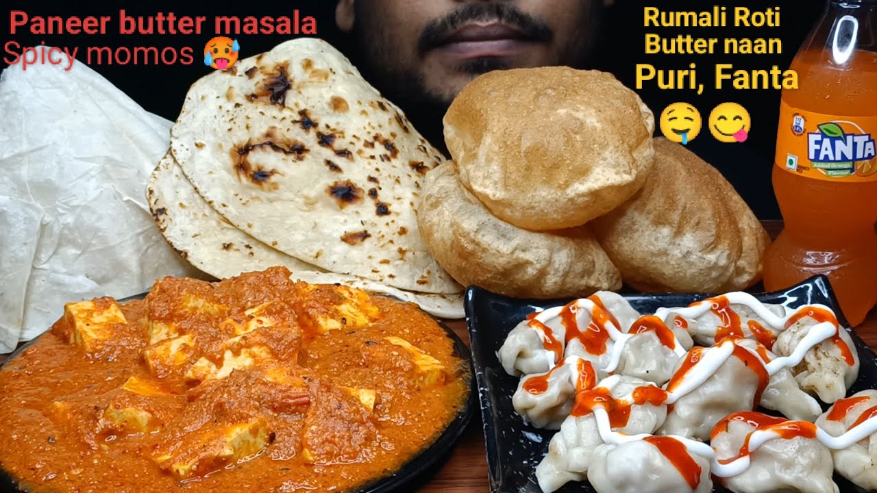 Asmr Eating ‼️ Paneer Butter Masala 😍 Momos, Rumali Roti, Butter Naan 😋 ...