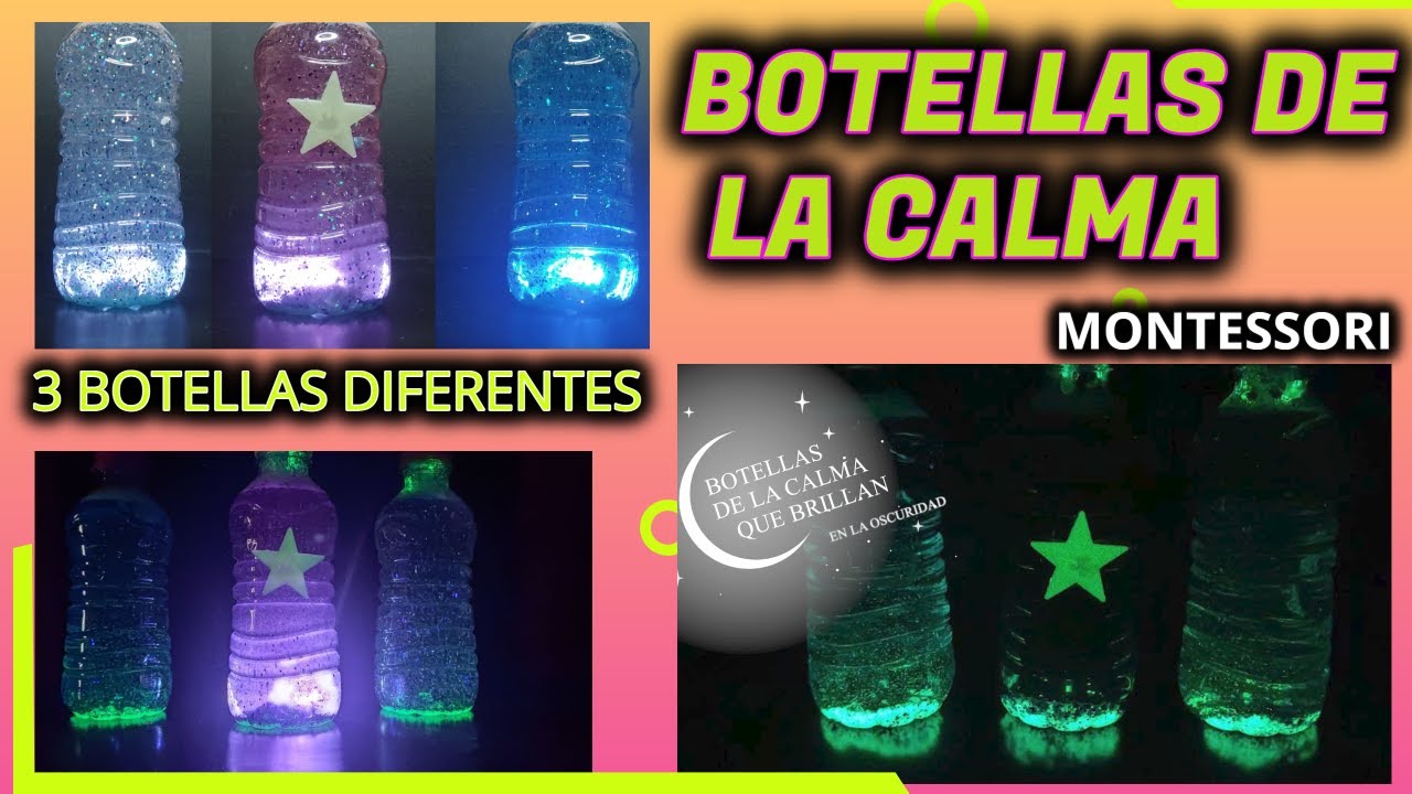 💥 3 BOTELLAS DE LA CALMA o BOTELLAS SENSORIALES MONTESSORI que BRILLAN ...